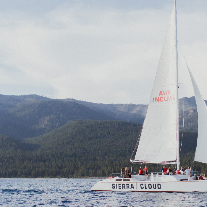 Lake Tahoe Sailing on the Sierra Cloud Catamaran – Action Water Sports
